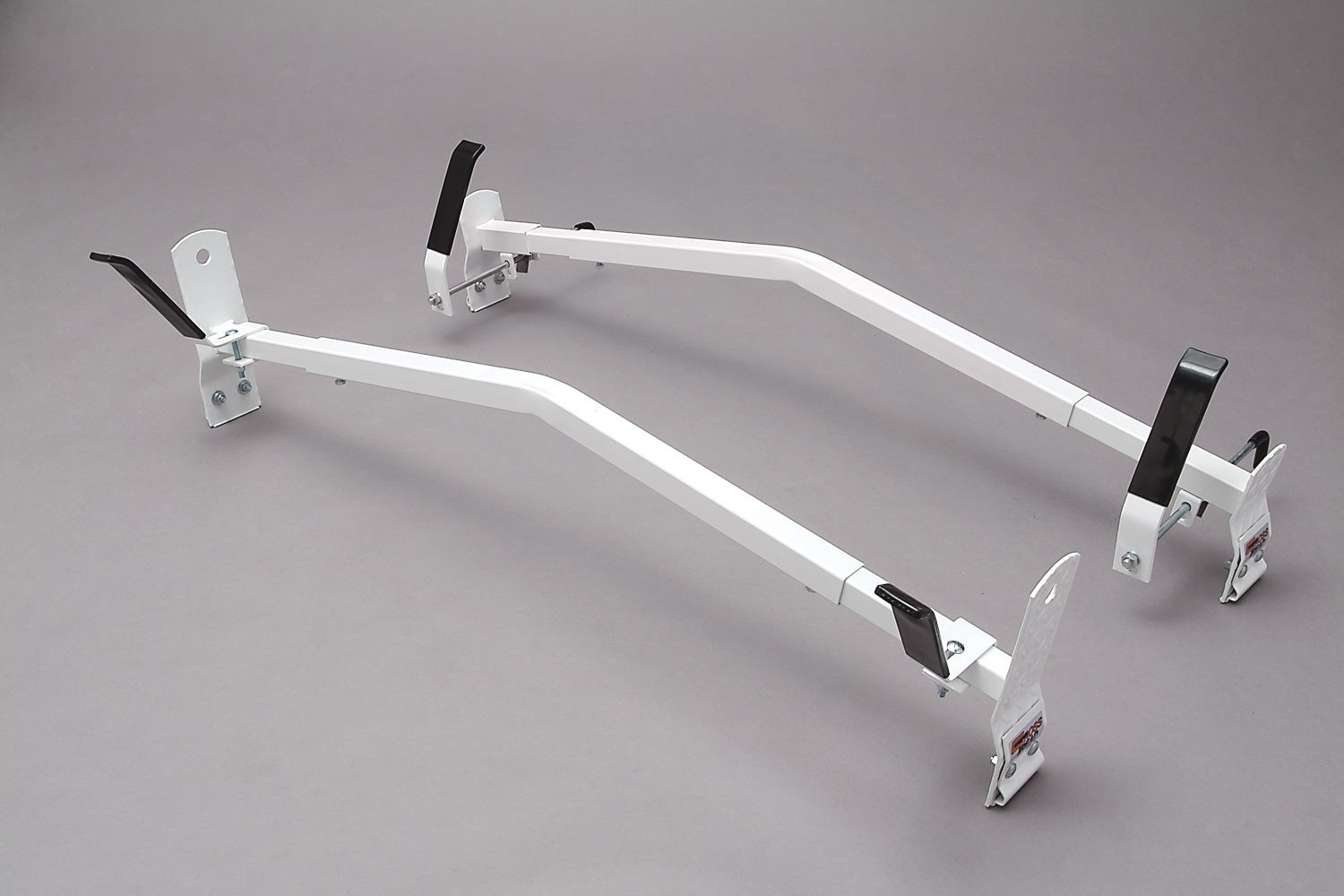 White Double Lock Down Angle Series Gutter Mount Van Rack - Cross Trea ...