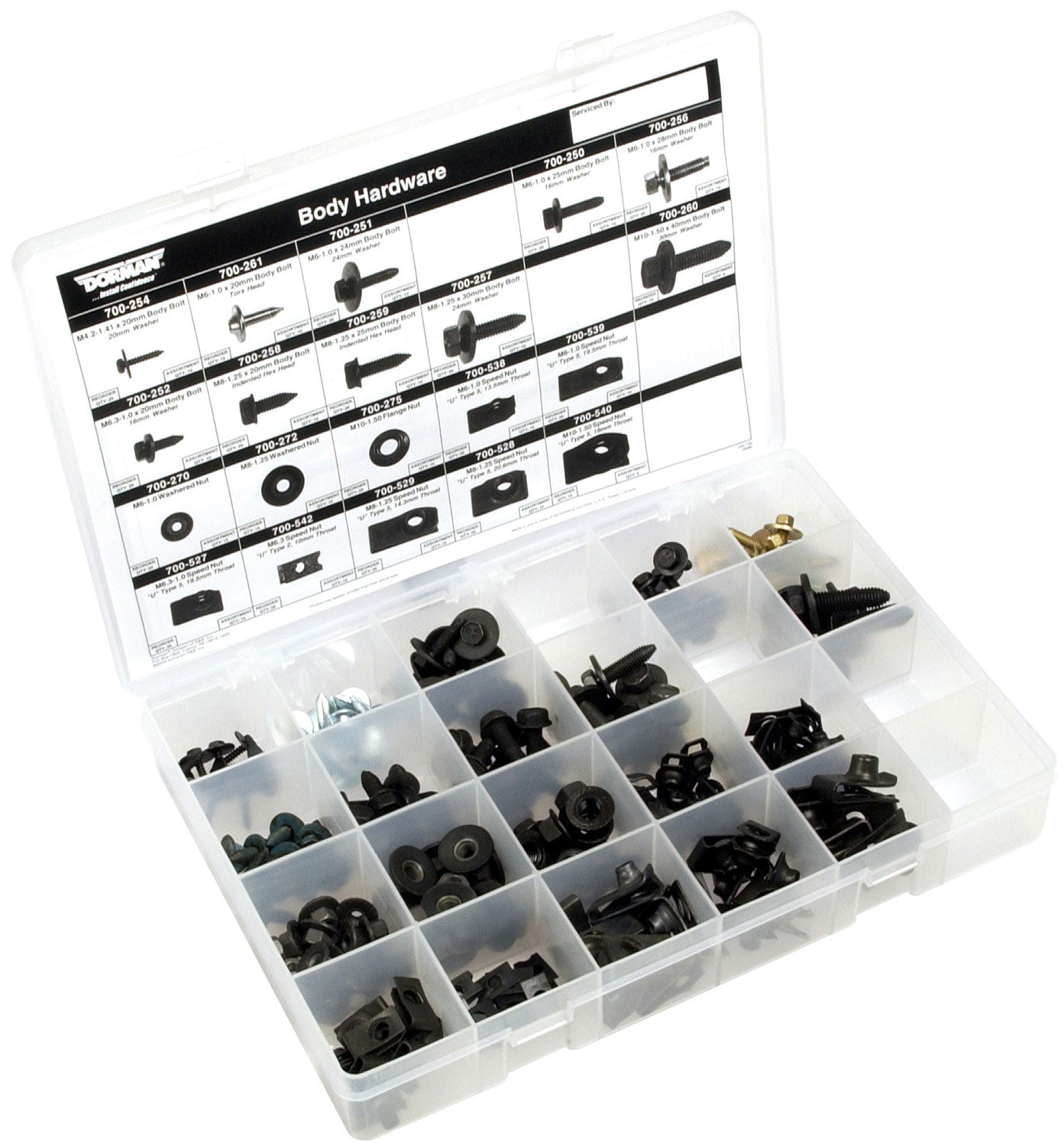 Metric Body Nut & Bolt Assortment (Dorman 030-726) 20 SKU/205 Pc. Tech ...